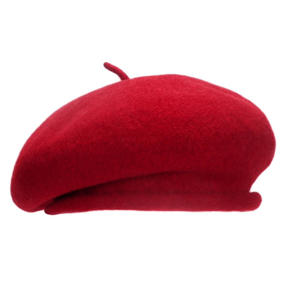 100% Wool Bright Red Beret Hats For Women Men,Classic… - Gem